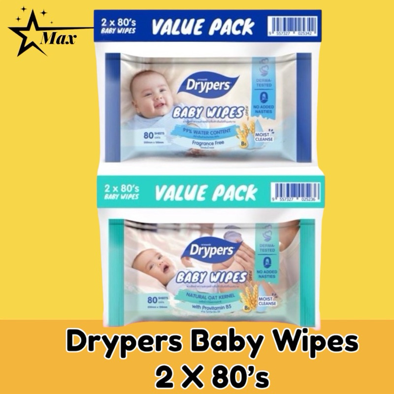 Drypers Baby Wipes 2 X 80’s | Shopee Malaysia
