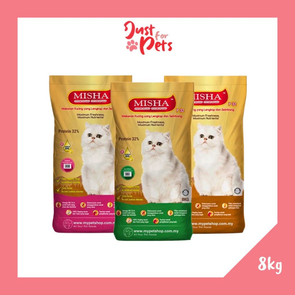 Misha Dry Cat Food 8KG Chicken & Tuna / Ocean Fish / Seafood | Shopee Malaysia