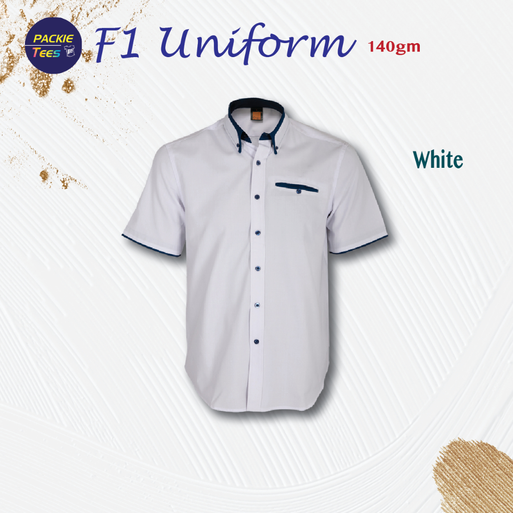 CORPORATE UNIFORM WHITE F14200 60% COTTON/40% POLYESTER COLLAR SHORT ...