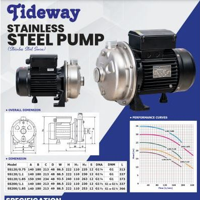 TIDEWAY S/S PUMP SS200/1.10KW,415V (1-1/2"-3PH) | Shopee Malaysia