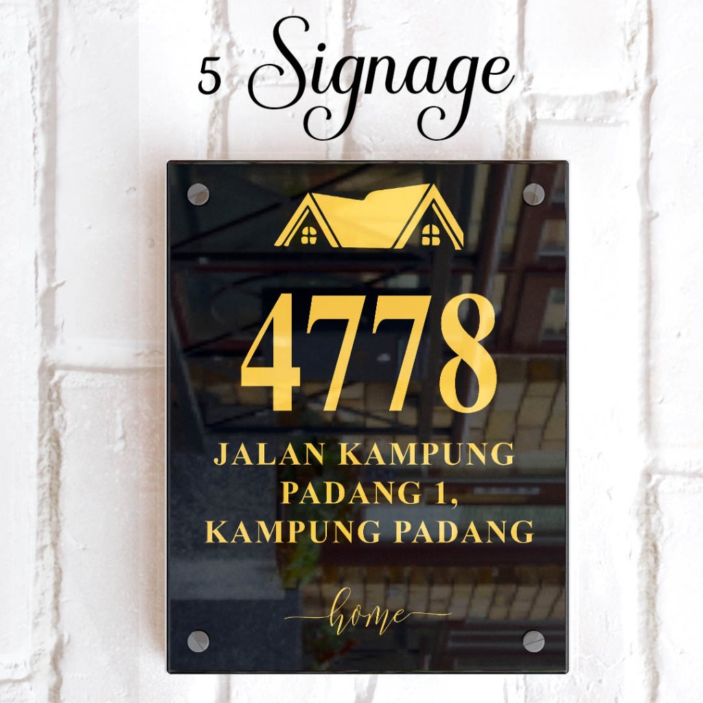 Signage Rumah Plate Alamat Rumah Modern House Number Plate (BOLD NUT ...