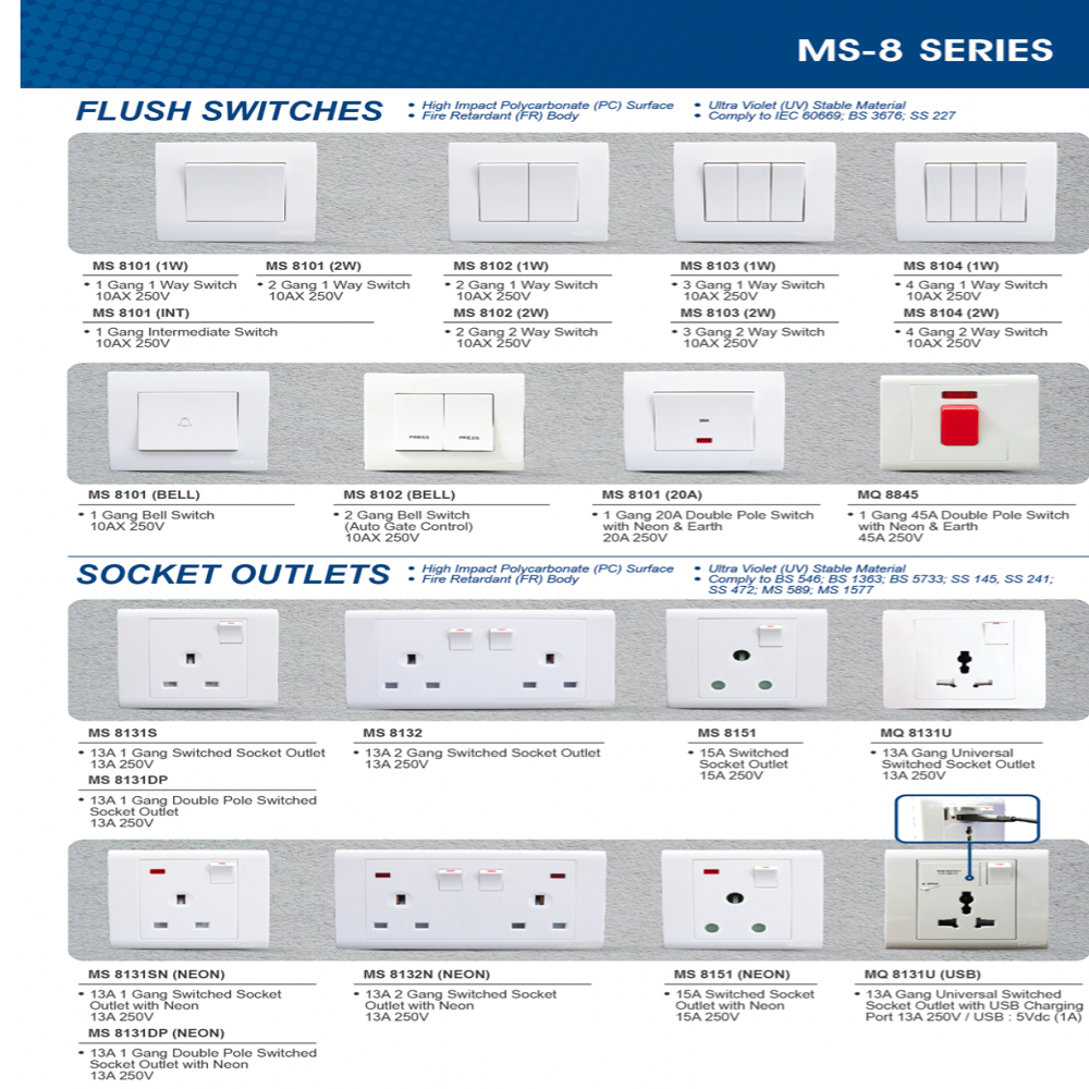SELAMAT MQ-Series Flush Switch & Switch Sockets | Shopee Malaysia