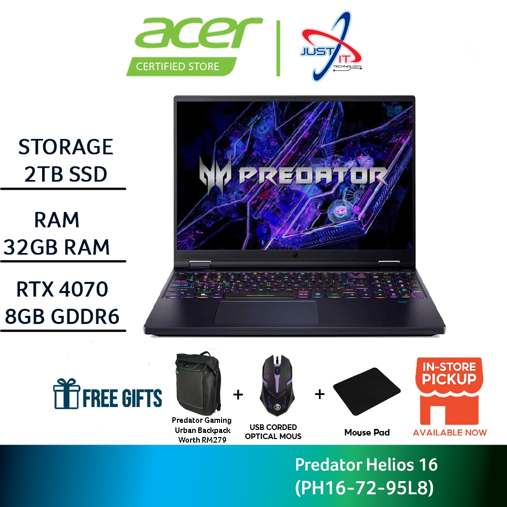 ACER PREDATOR HELIOS 16 PH16-72-95L8 16“ GAMING LAPTOP (I9-14900HX ...