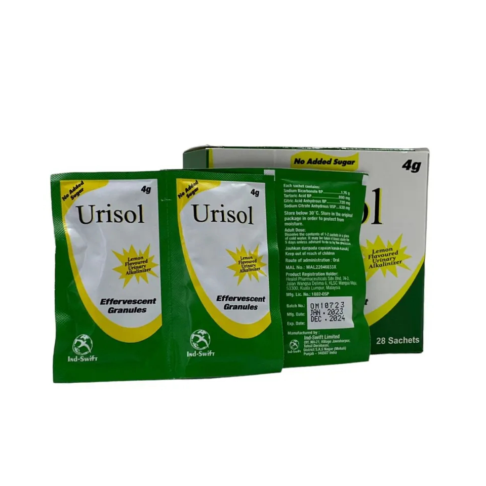 Urisol Effervescent Granules - Lemon Flavour (4g x 28 sachets) Urinary ...