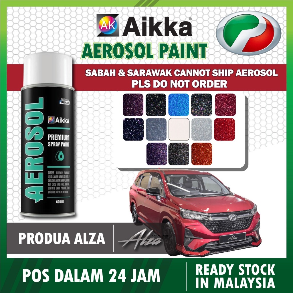 【PERODUA ALZA 】AIKKA Aerosol Spray 370ml Aikka Paint Touch Up Paint Cat ...
