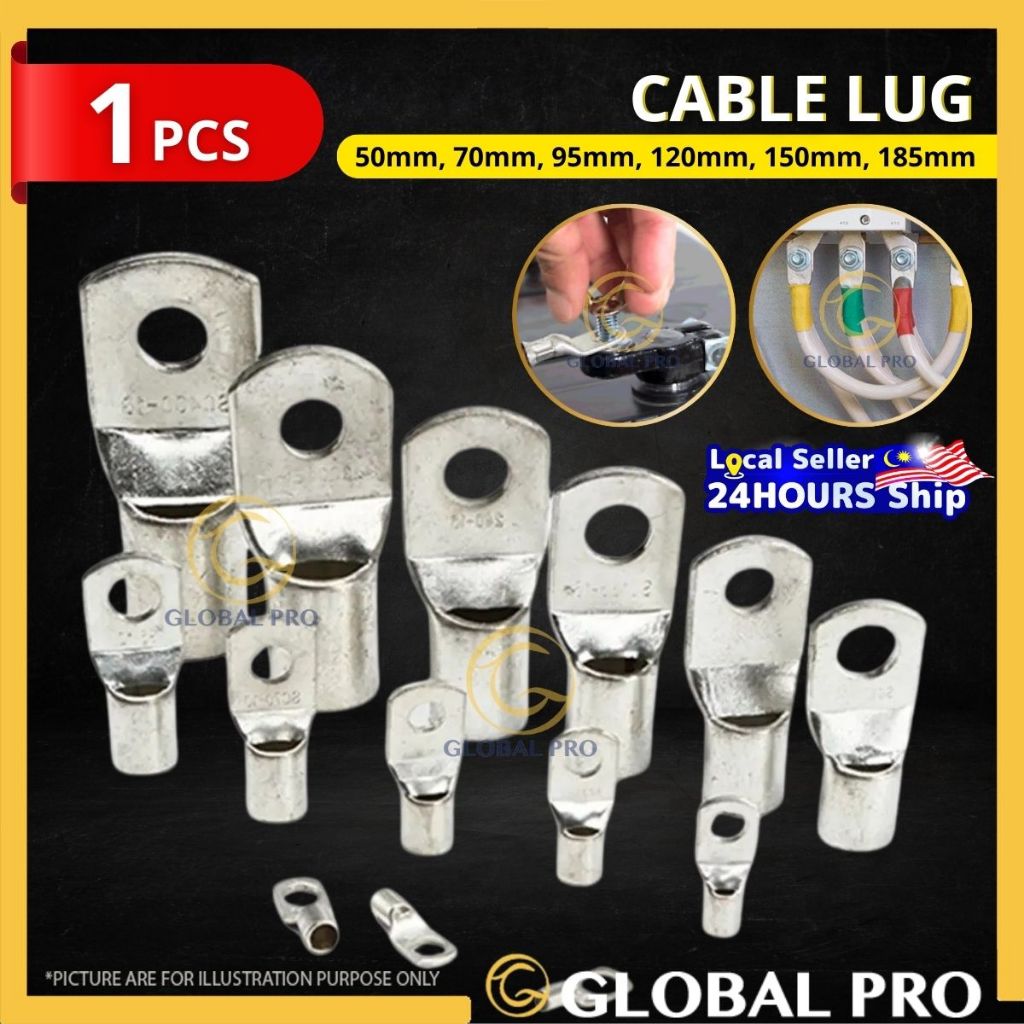 [1PC] CABLE LUG SC Copper Conduct Terminal Ring Tin Copper Plate ...