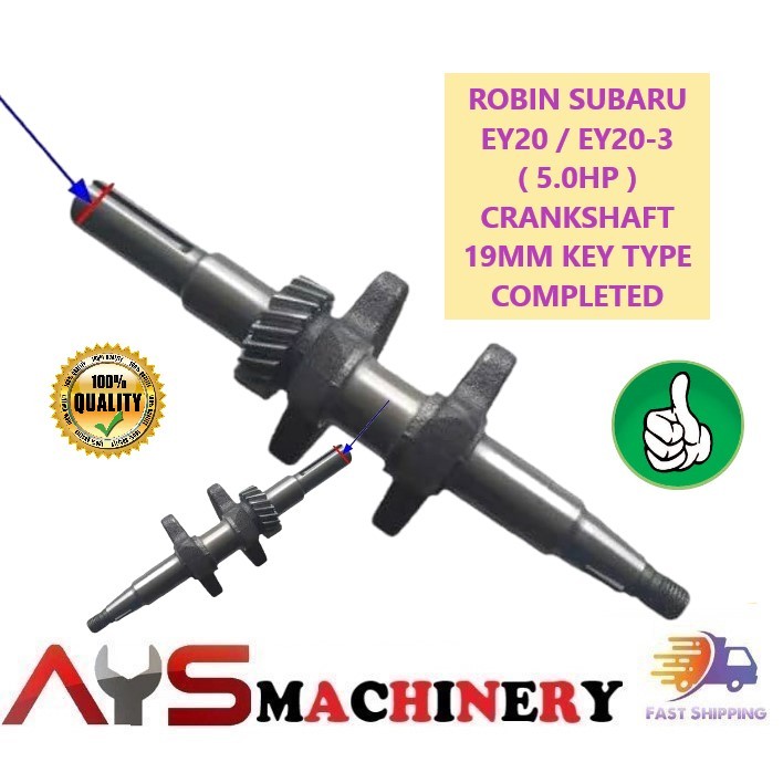 ROBIN SUBARU EY20 / EY20-3 ( 5.0HP ) CRANKSHAFT 19MM KEY TYPE COMPLETED ...