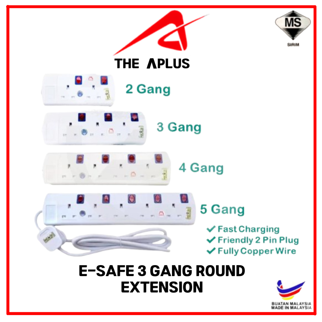 Sirim Approved New Gim Trailing Socket Plug Extension Extention 2gang 3gang 4gang 5gang 2 3 4 5