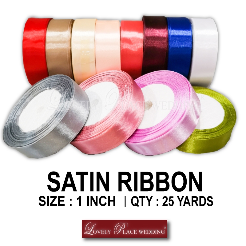 25 YARDS / ROLL ( 1" inch ) SATIN RIBBON / 22.8 meters REBEN ( 2.54CM ...