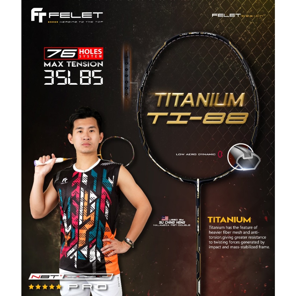 FELET Badminton Racket Woven Titanium TI-88 | Shopee Malaysia