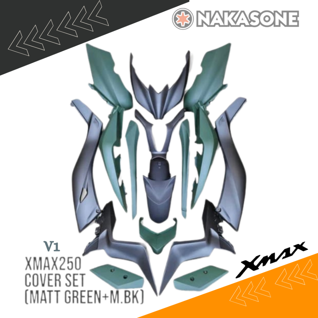 YAMAHA XMAX 250 [V1] COVER SET BODY SET [MATT GREEN + MATT BLACK ...