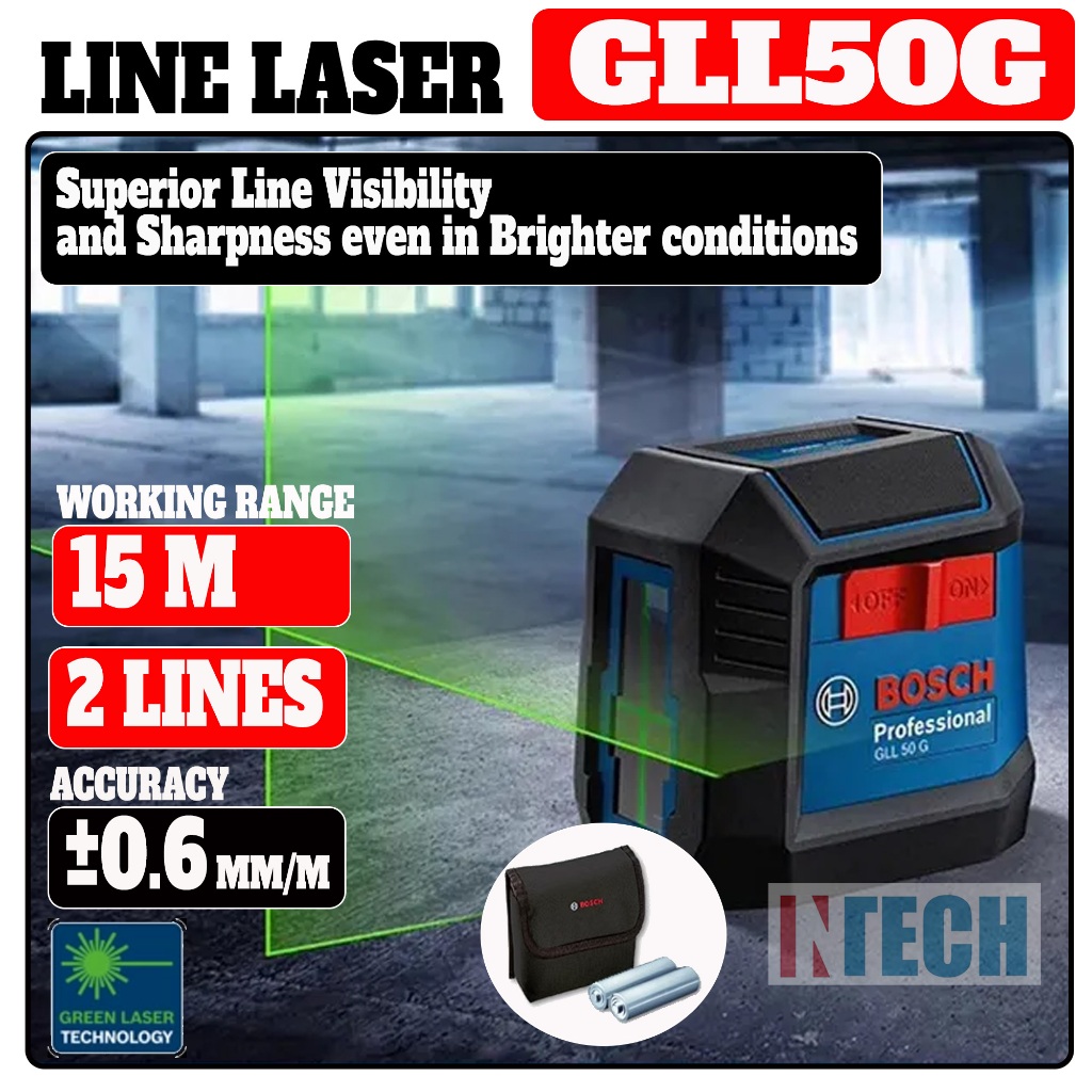 BOSCH GREEN LINE LASER - 2 LINE, GLL30G (10M WORKING RANGE) OR GLL50 ...