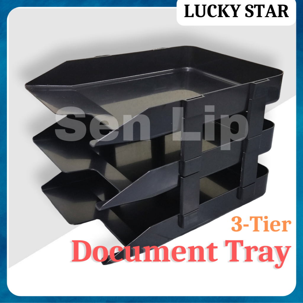 LUCKY STAR Document Tray 3 Tier / Plastic File Tray / Desk Organizer ...