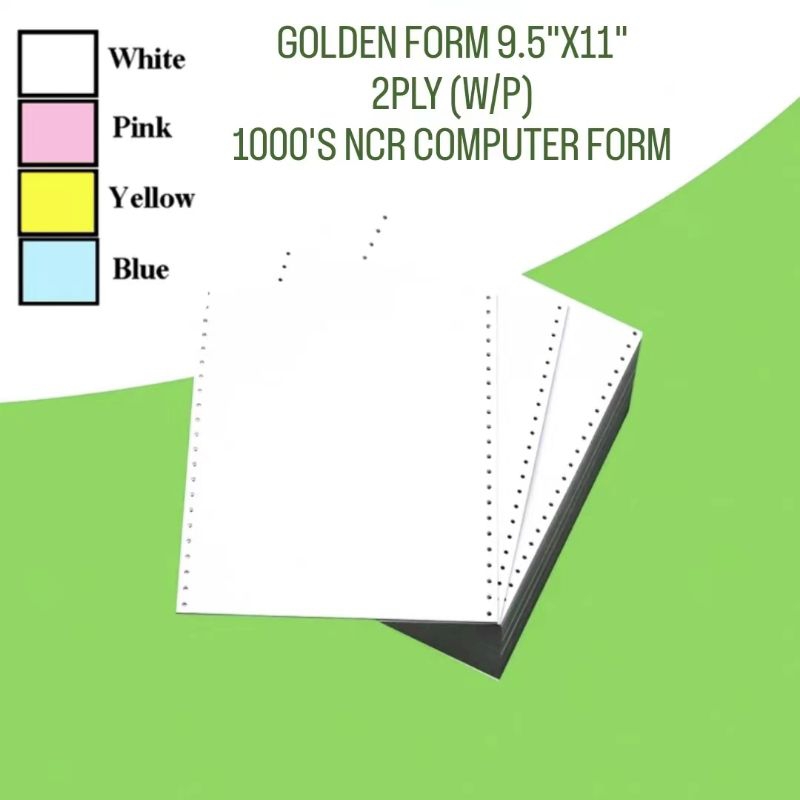 (1BOX) GOLDEN FORM 9.5"X11" 2PLY [W/P] 1000'S NCR Computer Form | 电脑纸 X ...