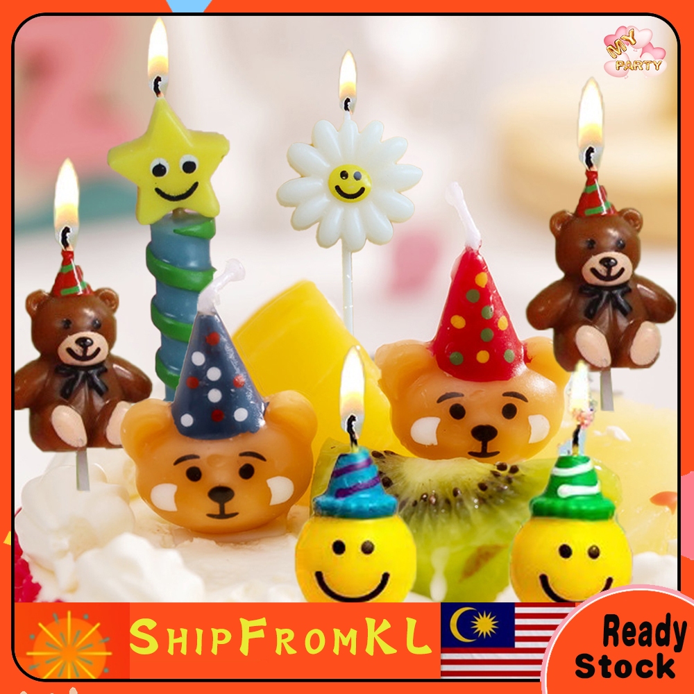 Korean Style Colorful Cartoon Candle Birthday Cake Decor Bear LILIN KEK ...
