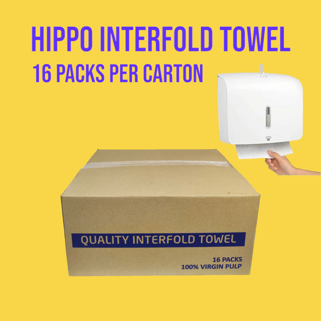 Hippo Interfold Hand Towel V Fold L Fold Towel 16 Packs 1Ply Fully ...