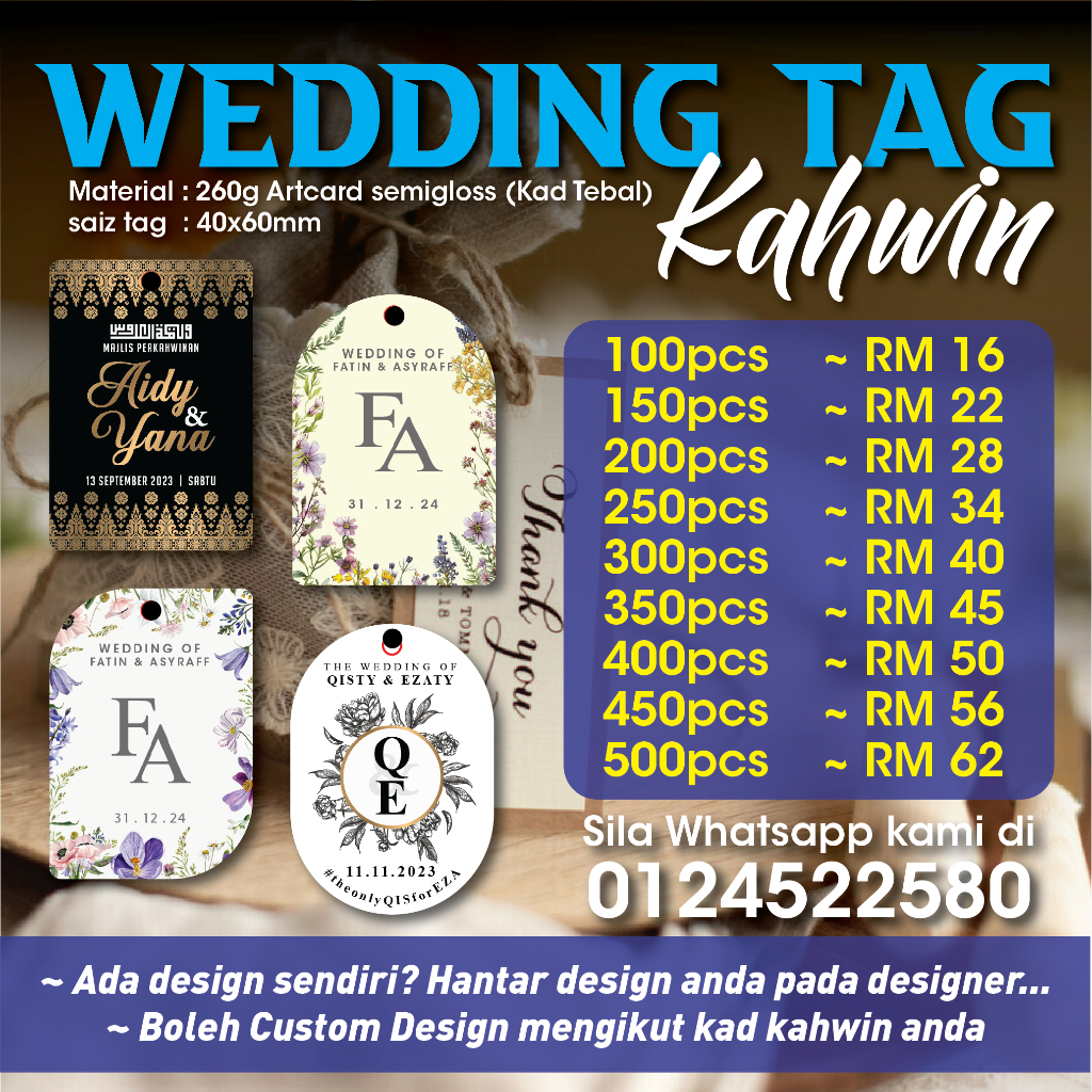 Wedding Tag Majlis Kahwin / Doorgift / Thank you tag MURAH & BERKUALITI ...