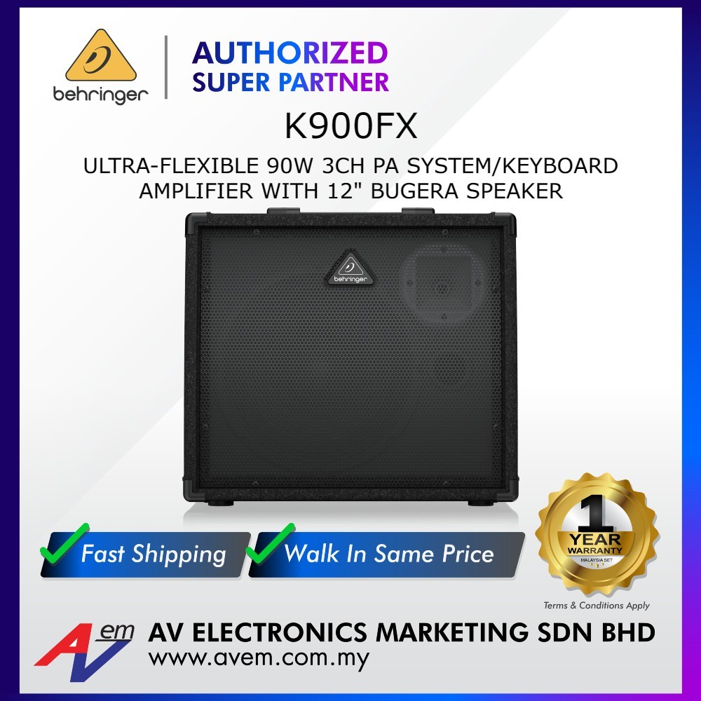BEHRINGER ULTRATONE K900FX Ultra-Flexible 90-Watt 3-Channel PA System ...
