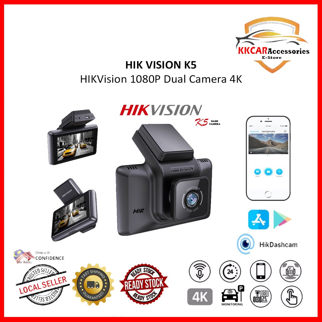 Hikvision K5 Car Dashcam Car cam Dual Camera 4K Ultra-Clear Front ...