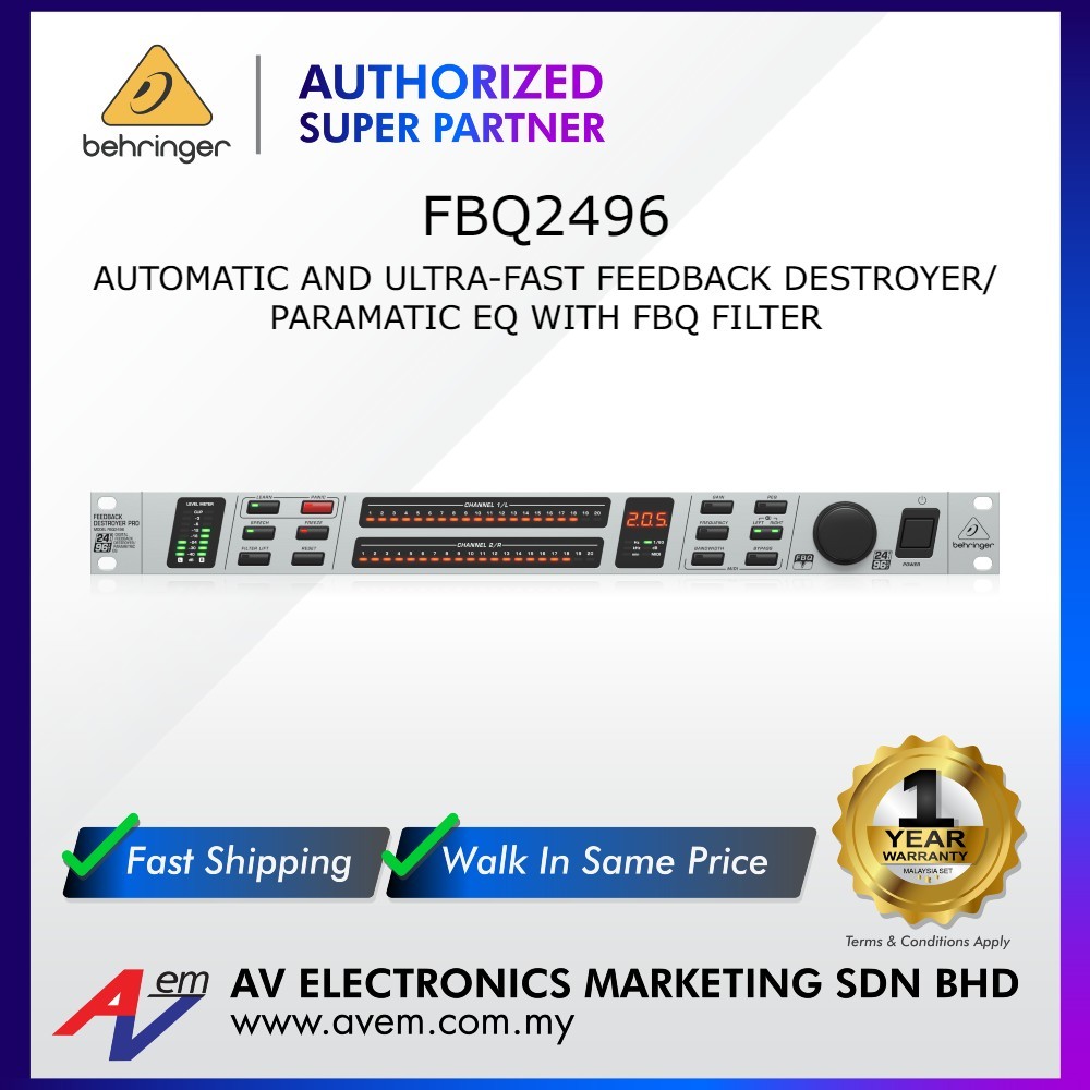 BEHRINGER FEEDBACK DESTROYER PRO FBQ2496 Automatic and Ultra-Fast Feedback Destroyer/Parametric ...