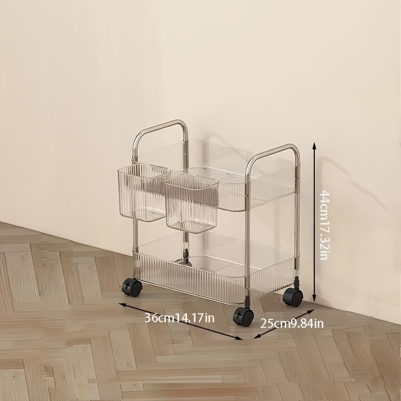 2/3/4 Tier Home Storage Trolley Kitchen Storage Organizer Handle Basket ...