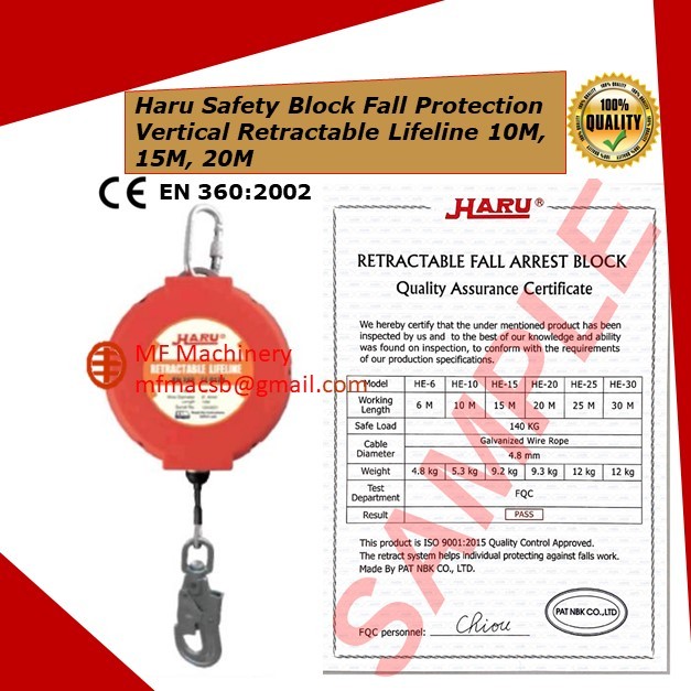 Mf Haru Safety Block Fall Protection Vertical Retractable Lifeline 10m ...