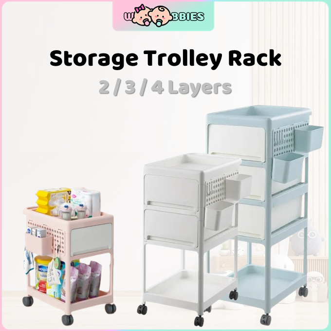 👶🏻Woobbies 2/3/4 Layers Multipurpose Storage Rack Trolley With Wheels ...