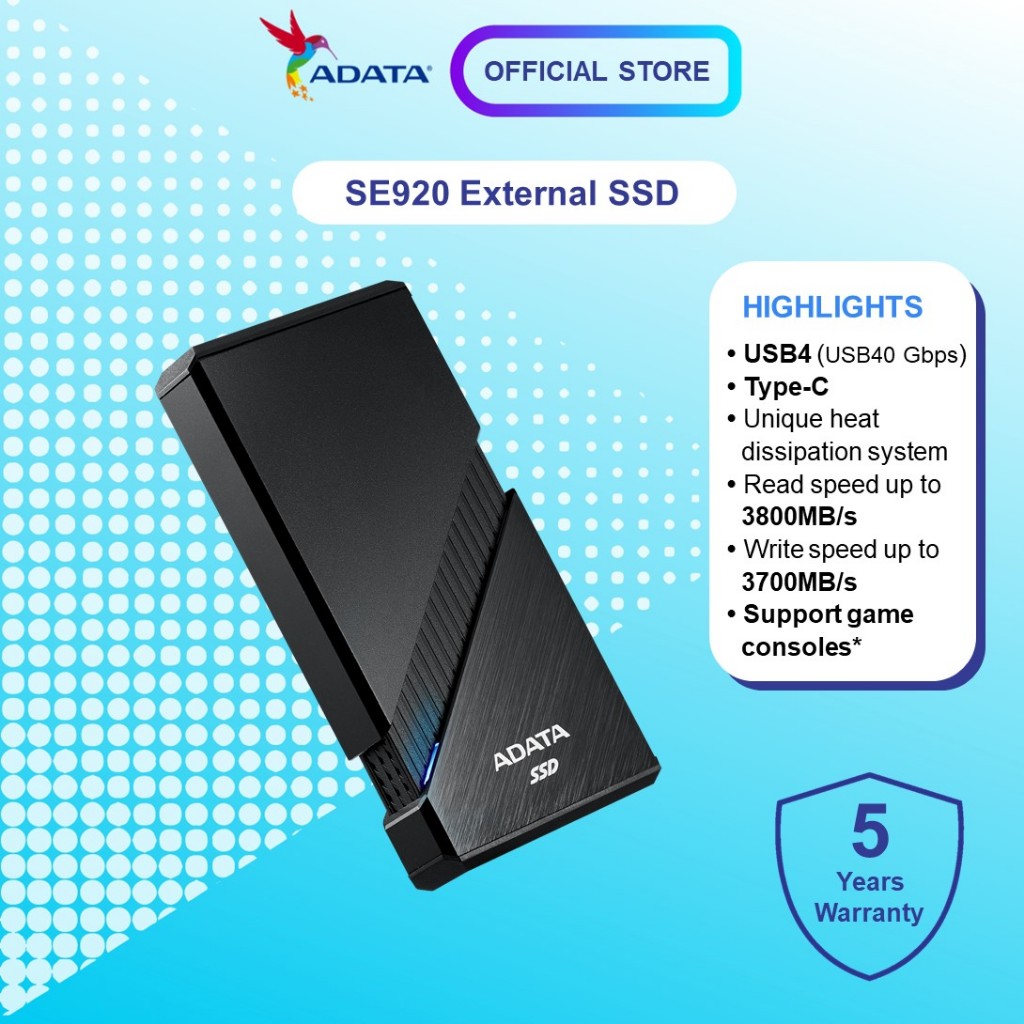 ADATA SE920 External SSD USB4 (40Gbps) Type-C with Built-in Micro Fan - 1TB/2TB | Shopee Malaysia