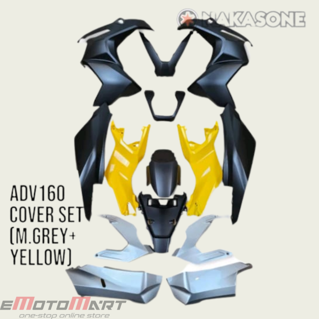 HONDA ADV160 BODY COVERSET [ YELLOW/MATT GREY ] COVERSET / BODYSET ...