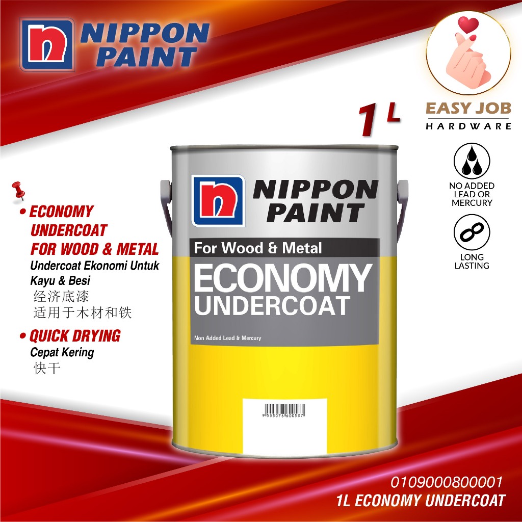 1L Nippon Economy Undercoat Paint White Colour For Wood & Metal Cat ...