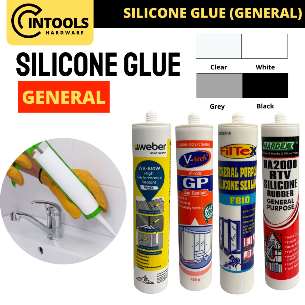 Silicone Glue General Adhesive Gap Filler Kitchen Sink Wall Floor Tiles ...