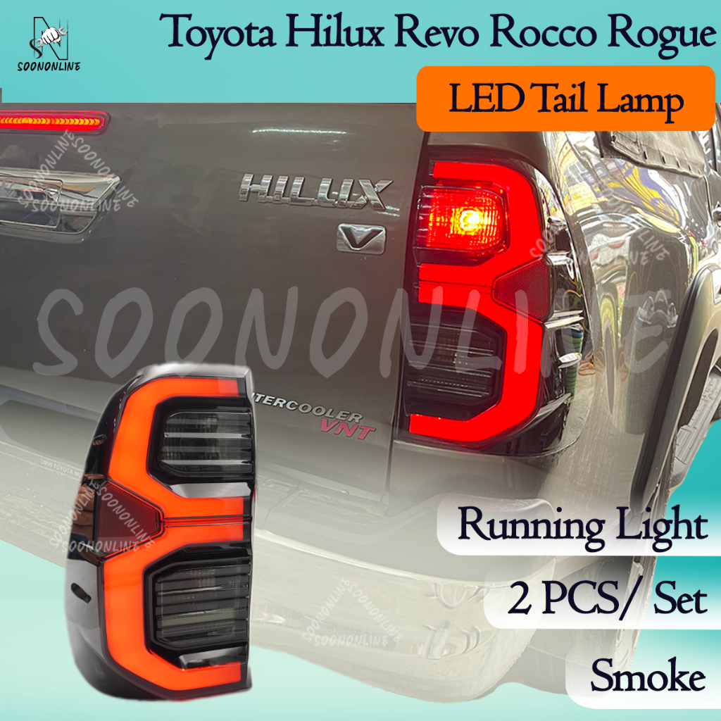 Toyota Hilux Revo Rocco Rogue Tail Lamp Smoke V2 Running Light Lampu ...