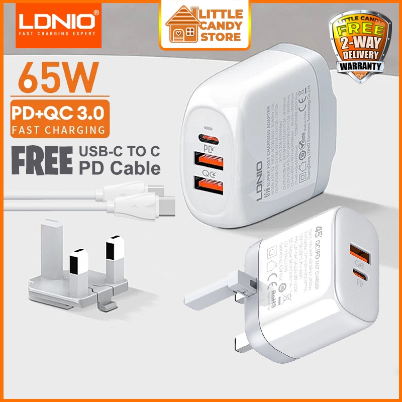 LDNIO® 65W GaN Super Fast Charge A3511Q USB Charger PD + QC3.0 ...
