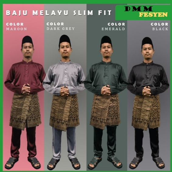 BAJU MELAYU RAYA 2024 BLACK / DARK GREY / BURGUNDY / EMERALD GREEN ...