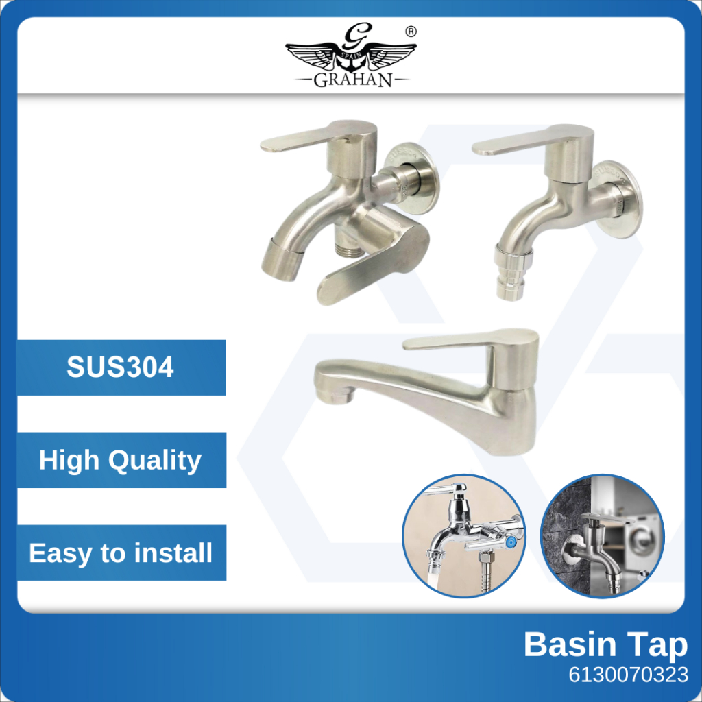 GRAHAN BATHROOM FAUCET TWO WAY WALL BIB BASIN WATER TAP FAUCET SUS304 ...