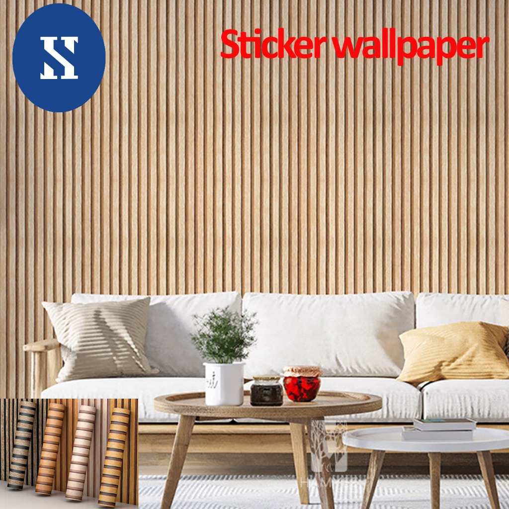 10M Wallpaper Wall Sticker Kertas Dinding Perabot 木纹墙纸 wall panel ...