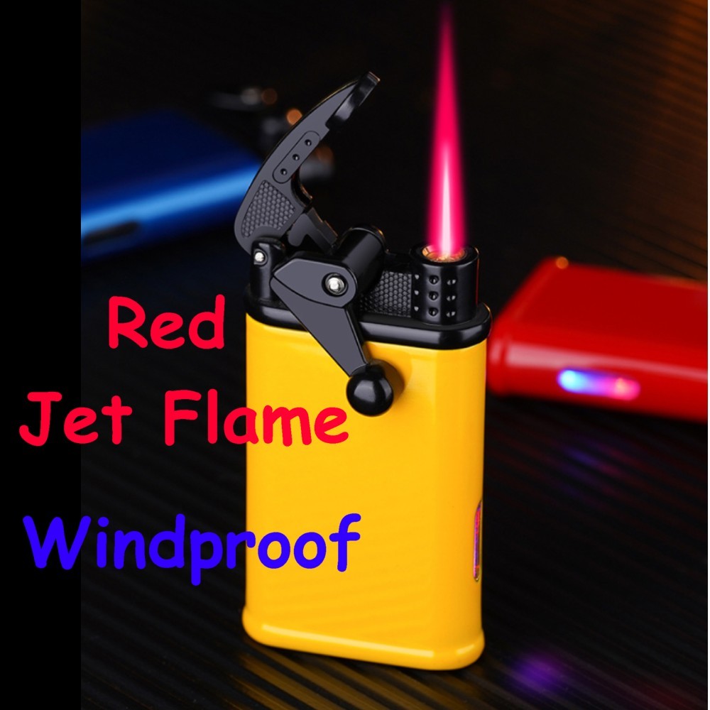 906 Yellow Red Black Swing Arm Butane Gas Red Flame Lighter | Shopee ...