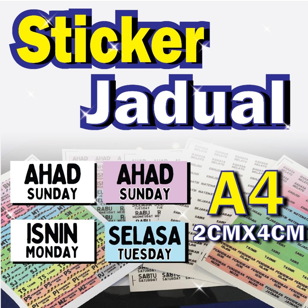 LABEL HARI JADUAL SEKOLAH/STICKER HARIAN JADUAL SEKOLAH/STICKER HARIAN ...