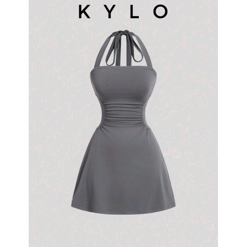KYLO Acubi Core Simple Plain Y2k Tie Neck Women Mini Dress | Shopee ...