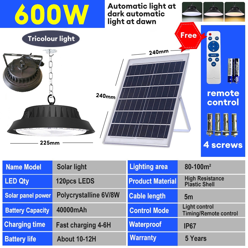 Solar Pendant Light 1000W Solar Light Industrial Chandelier High Bay ...
