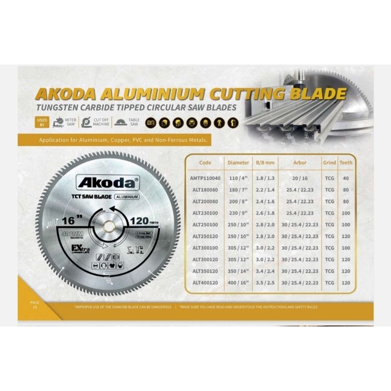 AKODA TCT Aluminium Cutting Disc/Saw Blade 10/12/14/16 Inch | Shopee ...