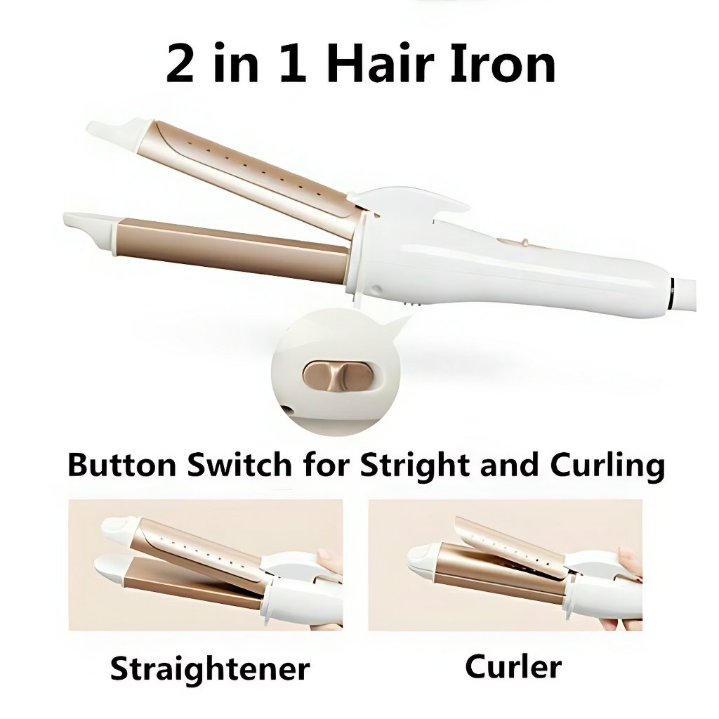 Geemy 2 in 1 Hair Beauty Iron Straightener & Curler/Pelurus dan ...