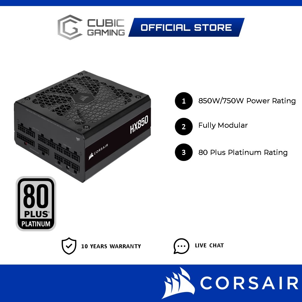 Corsair HX Series™ HX850/HX750 Fully Modular Ultra-Low Noise ATX Power ...