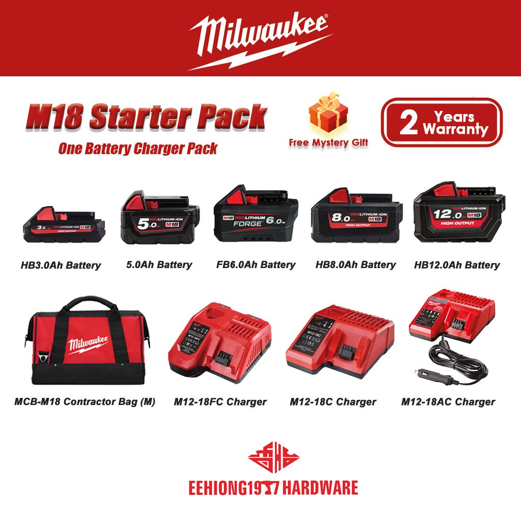 MILWAUKEE M18 Battery Starter Pack M18 HB3 FB6 B5 HB8 HB12 M12-18AC M12 ...