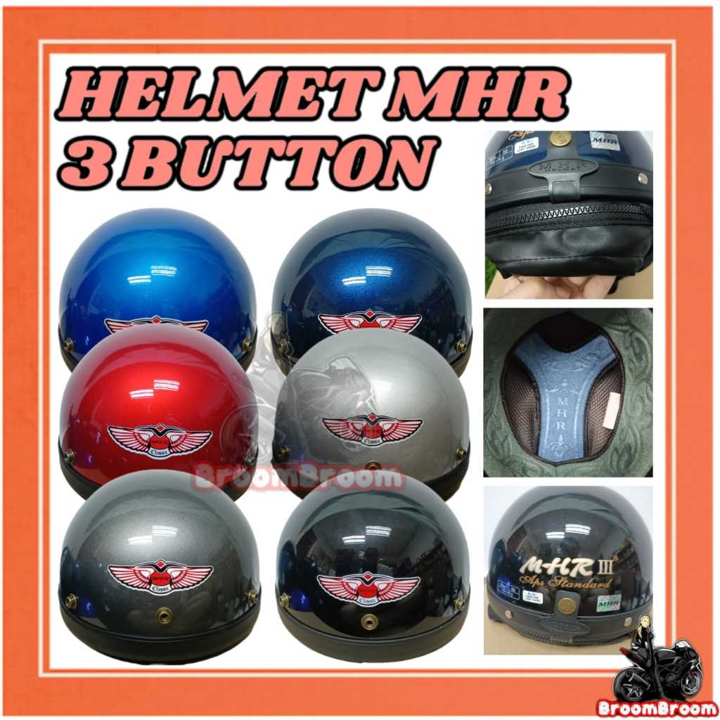 100% original HELMET MHR HALF CUT HELMET KURA-KURA LOGO TANAM RED BLUE ...