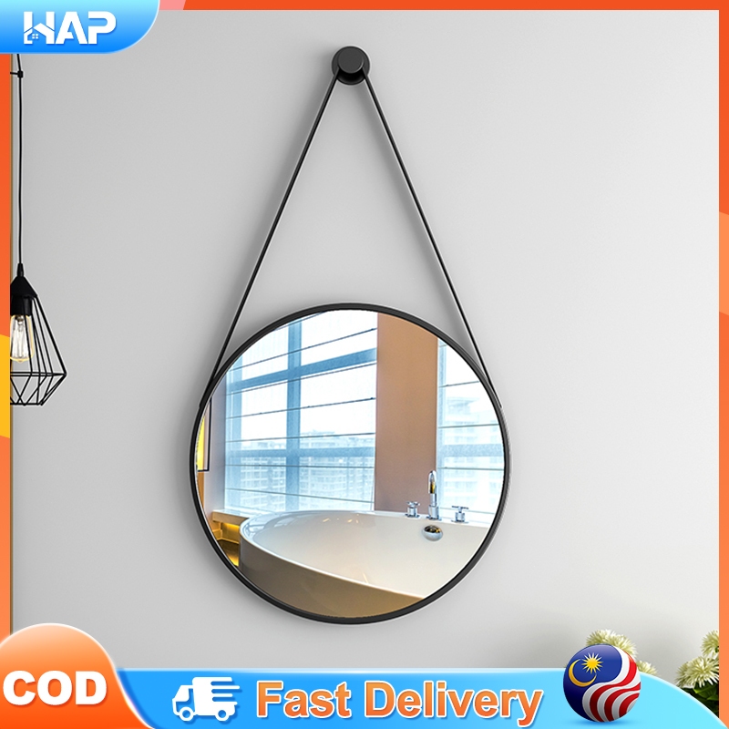 HAP-Bathroom Mirror Cermin Bulat Wall Hanging Mirror Dressing Mirror ...