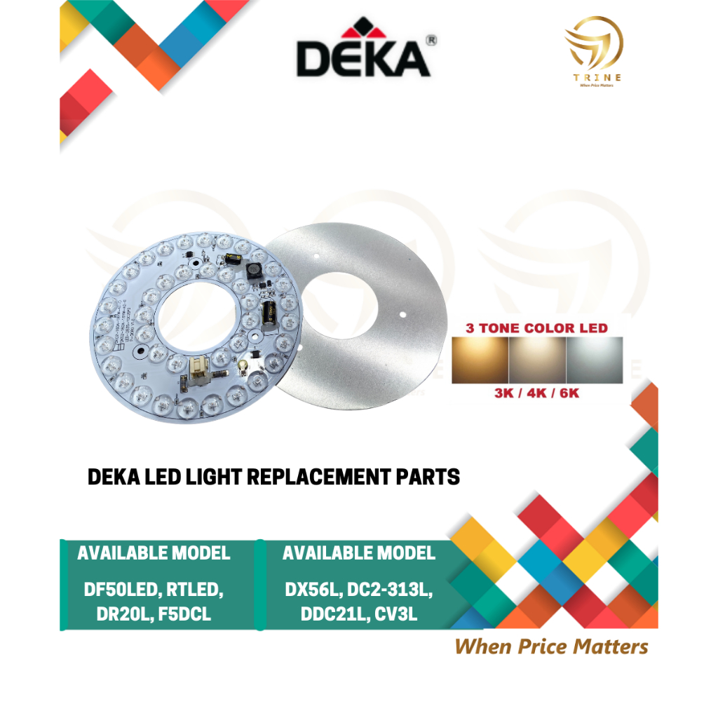 DEKA Ceiling Fan Original LED Light 3 Tones Light (DF50LED, RTLED ...