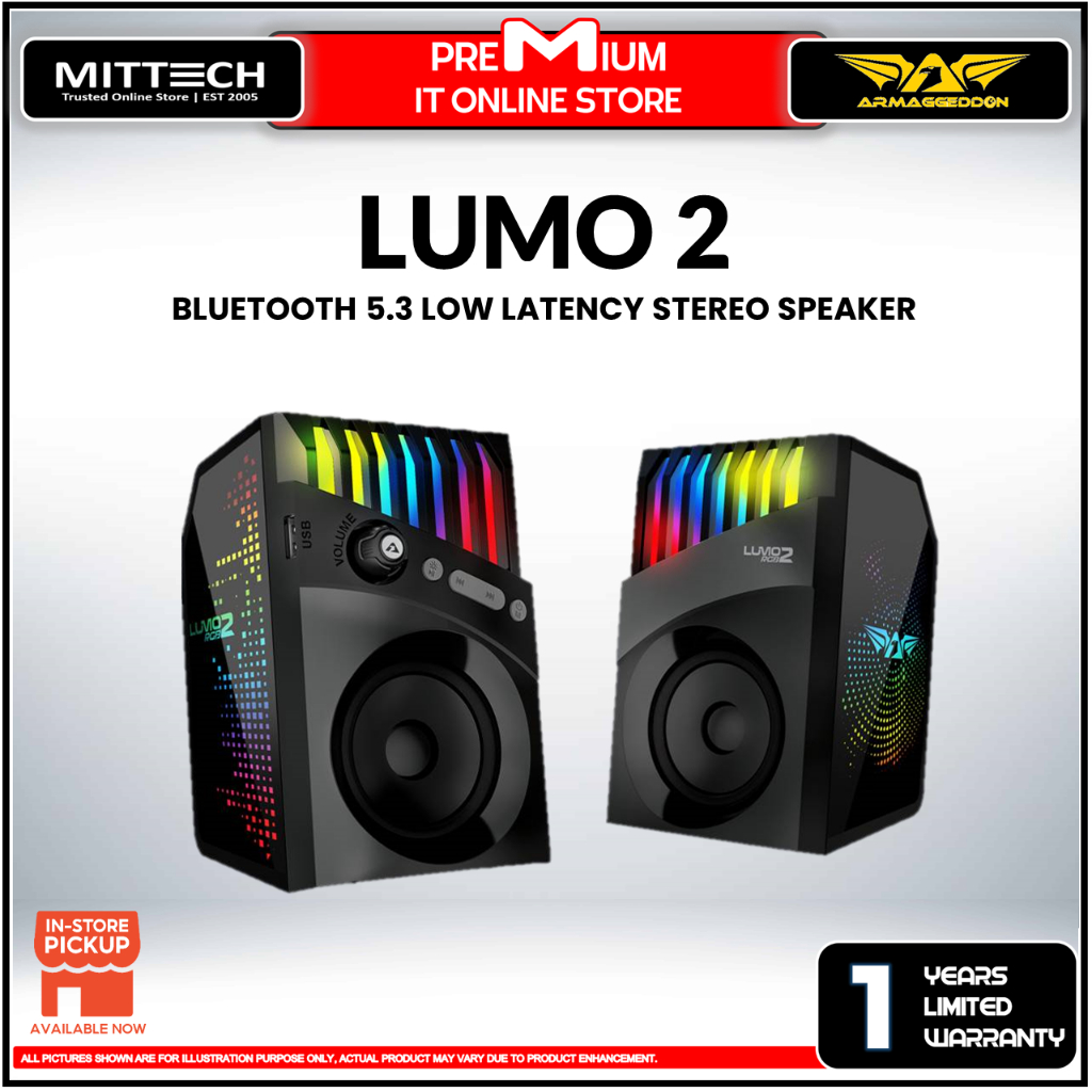 Armaggeddon LUMO 2 RGB Bluetooth 5.3 Low Latency Stereo Speaker | 20 ...