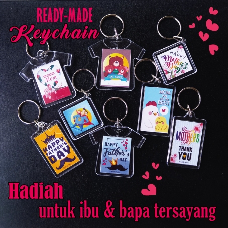 Ready-Made Keychain mother's day father's day gift Rantai Kunci Hari ...