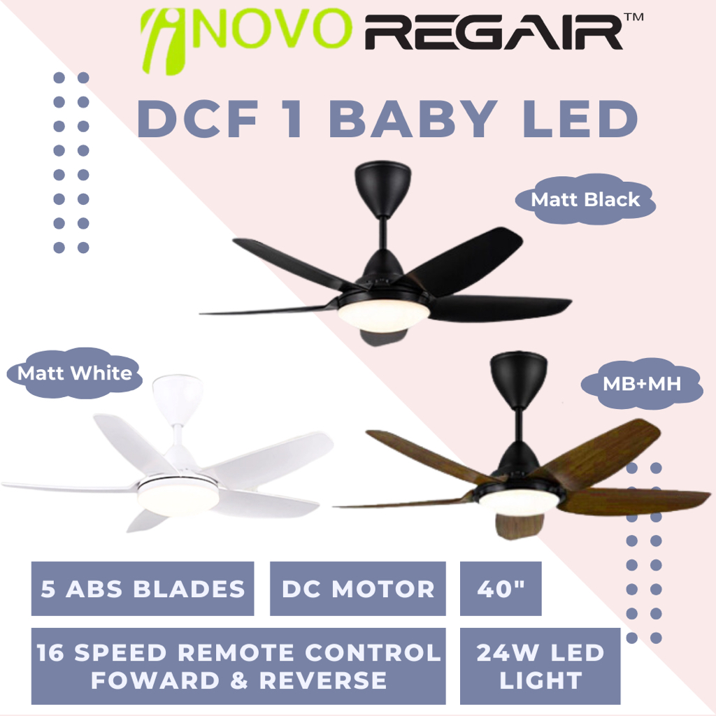 REGAIR INOVO DCF 1 Led DCF Baby Ceiling Fan Led DC Motor 5 Blades Remote Control Kipas Siling 42 ...